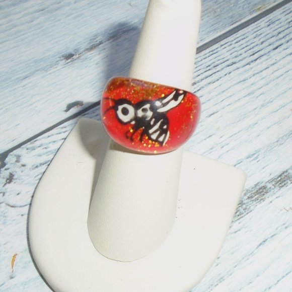 Jewelry | Vintage Lucite Handmade Wasp And Glitter Ring | Poshmark